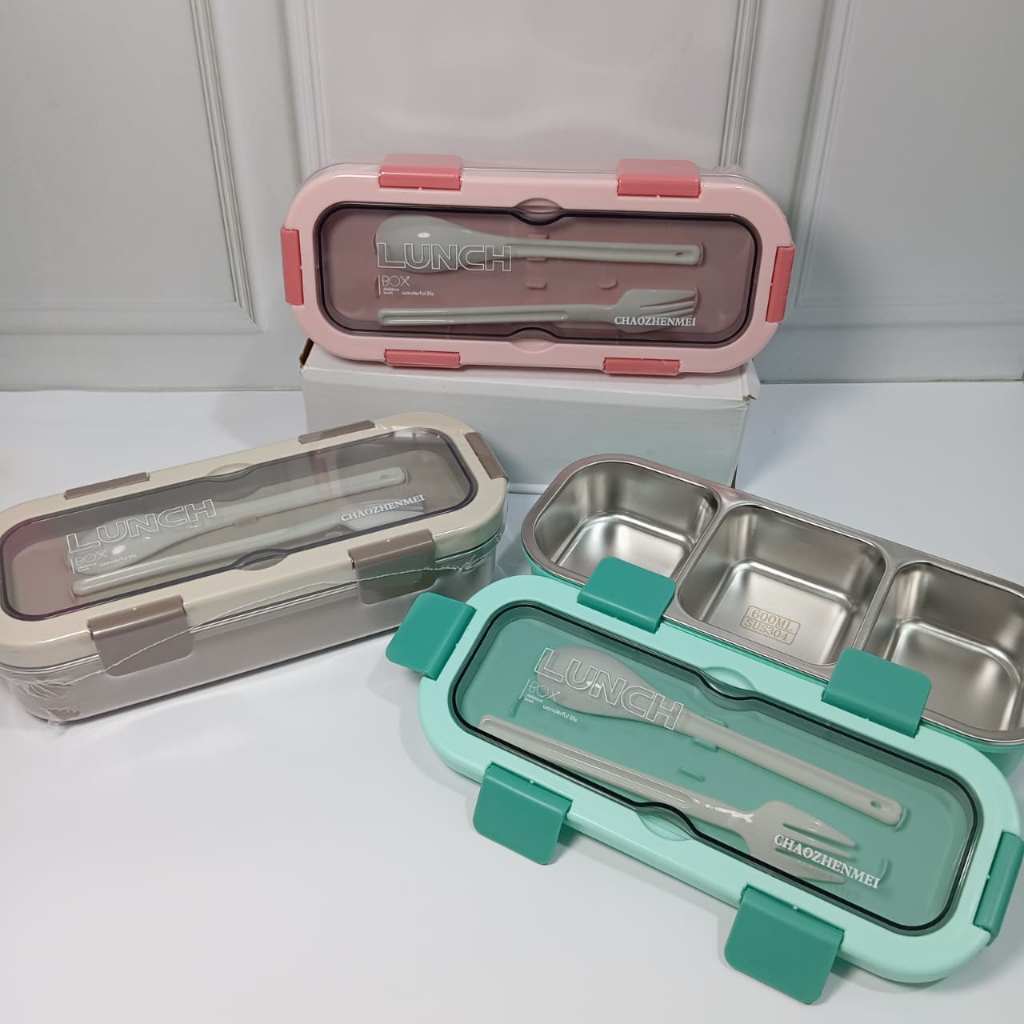 { GC } 3-Section Long STAINLESS Steel SUS 304 BENTO Box | Shopee ...