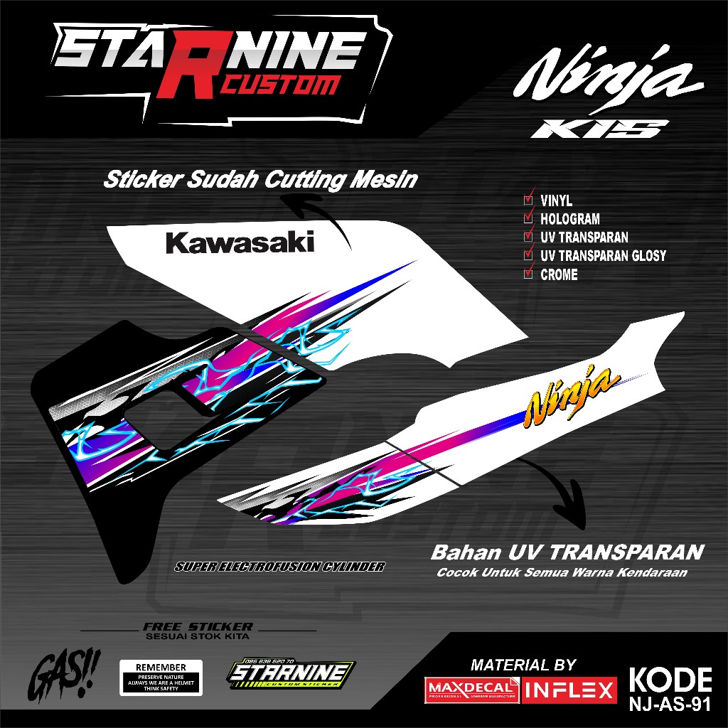 Striping ninja kis transparent sticker ninja code NINJA-AS-91 | Shopee ...