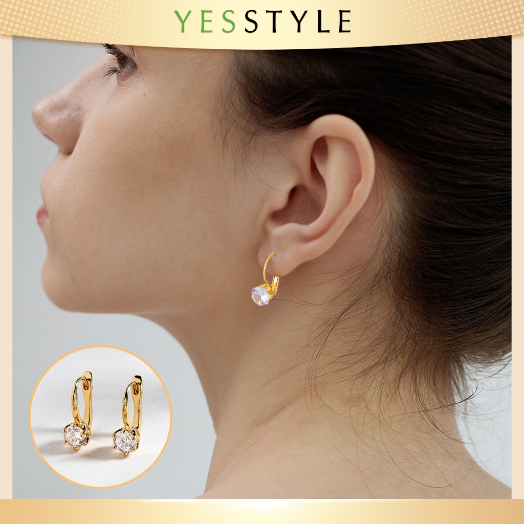 Yesstyle Anti-Rust Gemstone Earrings Gold Hoop Twist Earring Fashion ...