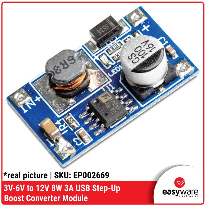 Step Up Module 3V-6V to 12V 8W 3A USB Step-Up Boost Converter Module ...
