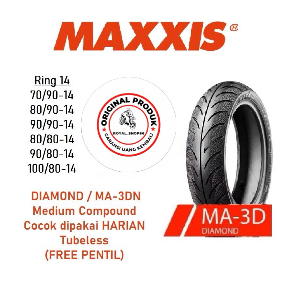 MAXXIS DIAMOND MA-3DN 70/ 90-14 TYRE 14 TUBELESSRing FREE ORIGINAL ...