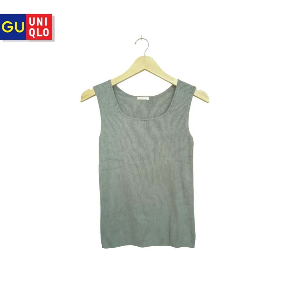 Uniqlo Soft Sage GU Polar Square Neck Tank Top (CODE: B105 - 23 ...