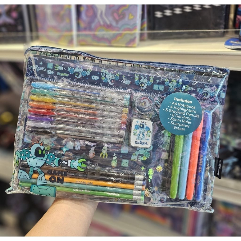 SMIGGLE Stationery Gift Pack Happy Tales A4 Essentials Navy | Shopee ...