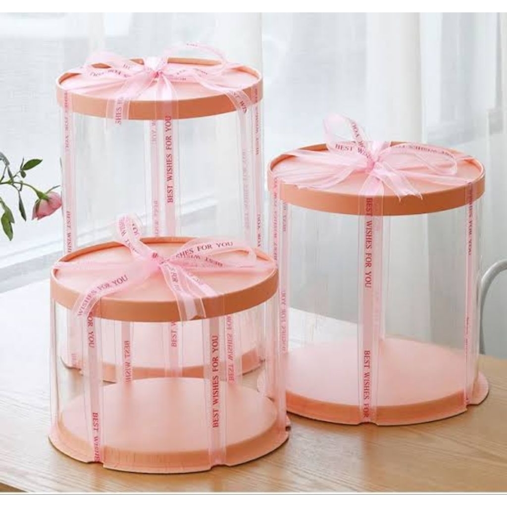 FULL TRANSPARENT ROUND MICA BOX | GIFT MICA BOX | FLOWER TART CAKE BOX ...