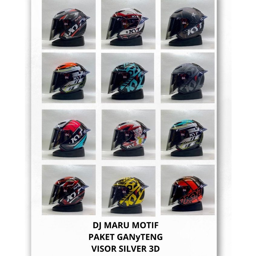 KYT DJ MARU HELMET WITH ALL MOTIFS, HANDSOME PACKAGE, SILVER GLASS, 3D ...