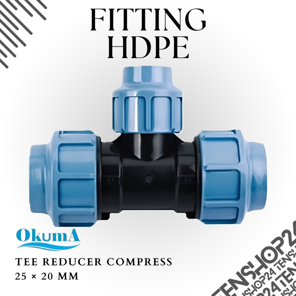 HDPE Tee Reducer compress Fitting / Tee Membrane - 25mm x 20mm x 25mm ...