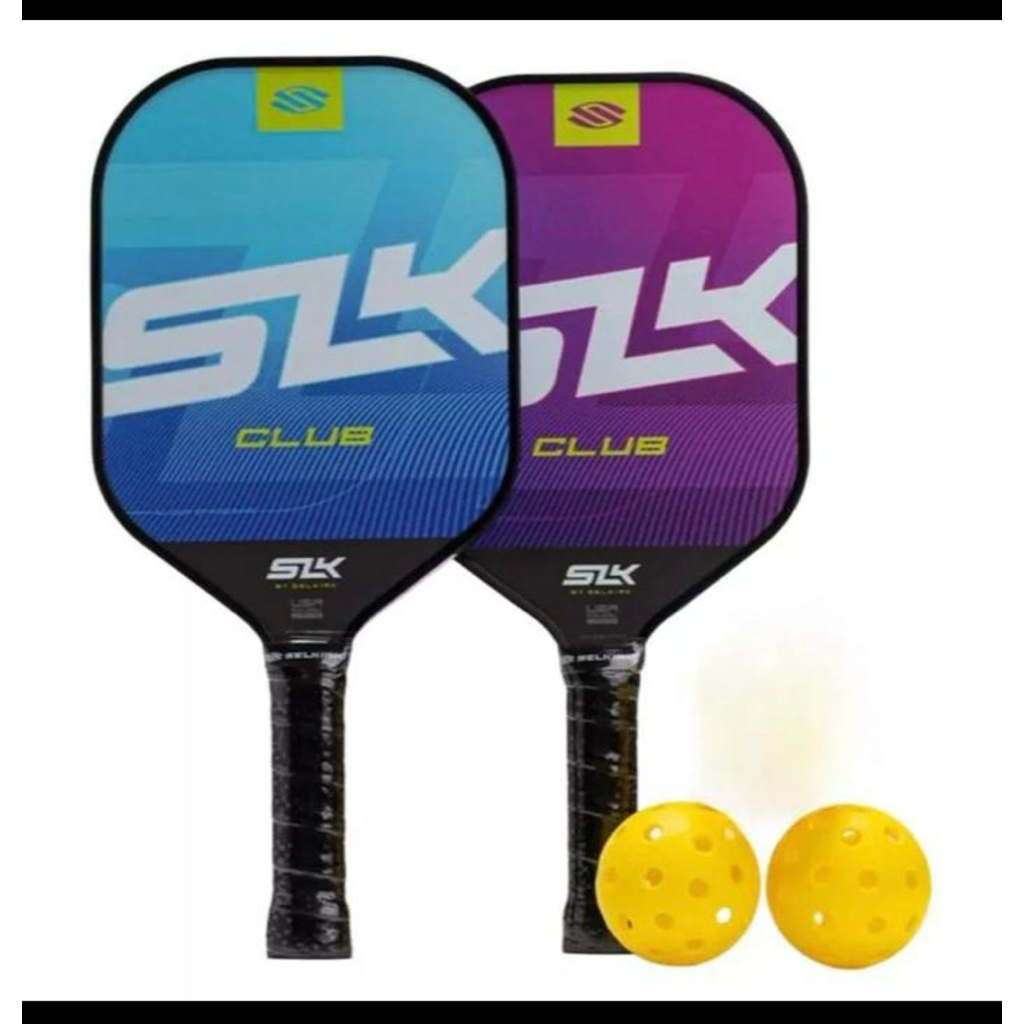 SLK CLUB PICKLEBALL RACKET SET BONUS 2 BALLS AND DRAWSTRING BAG BY ...