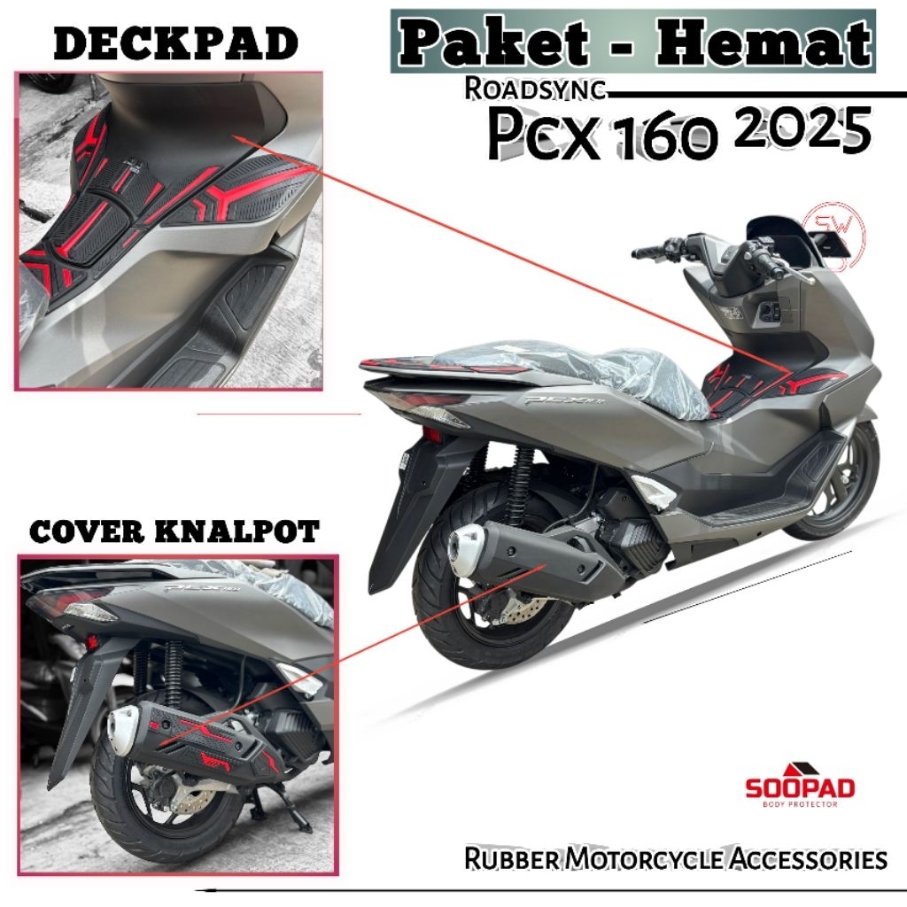 PCX 160 2025 Accessories Package – Premium Rubber Tankpad & Exhaust ...