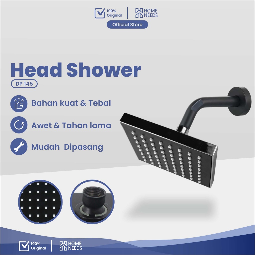Homeneeds Black Square Shower Head / Shower Head DP-145 | Shopee ...