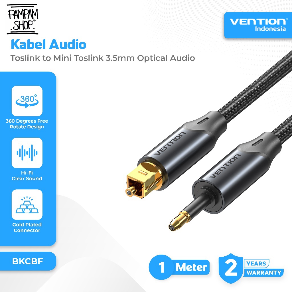 VENTION BKCBF Toslink to Mini Toslink 3.5mm Optical Audio SPDIF Cable ...