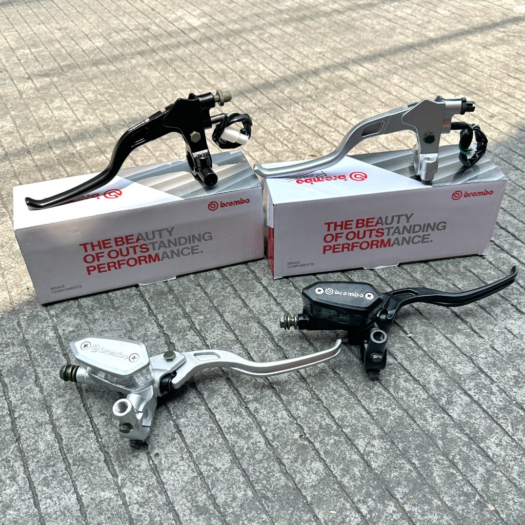 RIGHT BRAKE MASTER Kiri SET OVAL TUBE BREMBO HANDLE SILVER AND BLACK ...