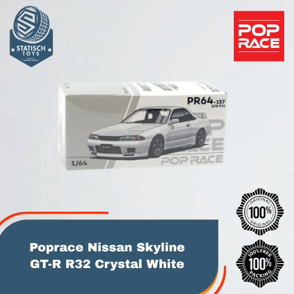 Pop Race GTR R32 White PR64-157 no 157 Poprace Miniscale 1/64 Diecast ...