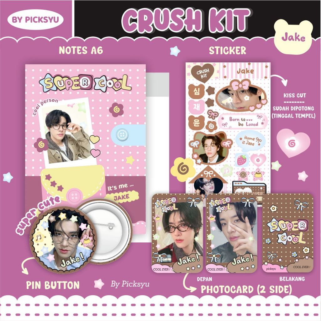 ENHYPEN CRUSH KIT II NOTEBOOK - PIN - STICKER - PHOTOCARD UNOFF ENHYPEN ...