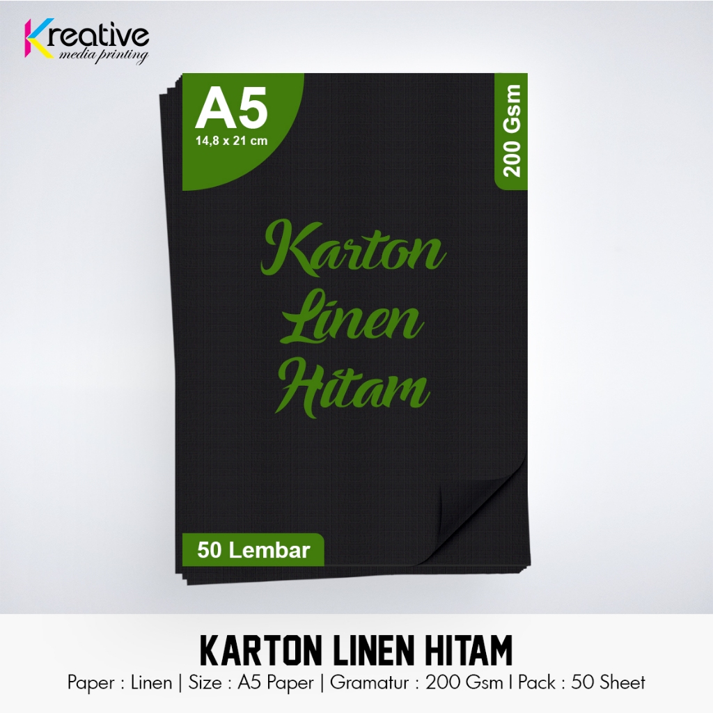 Black Linen Cardboard (A5 / 200 gsm / 1 pack = 50 sheets) | Shopee ...