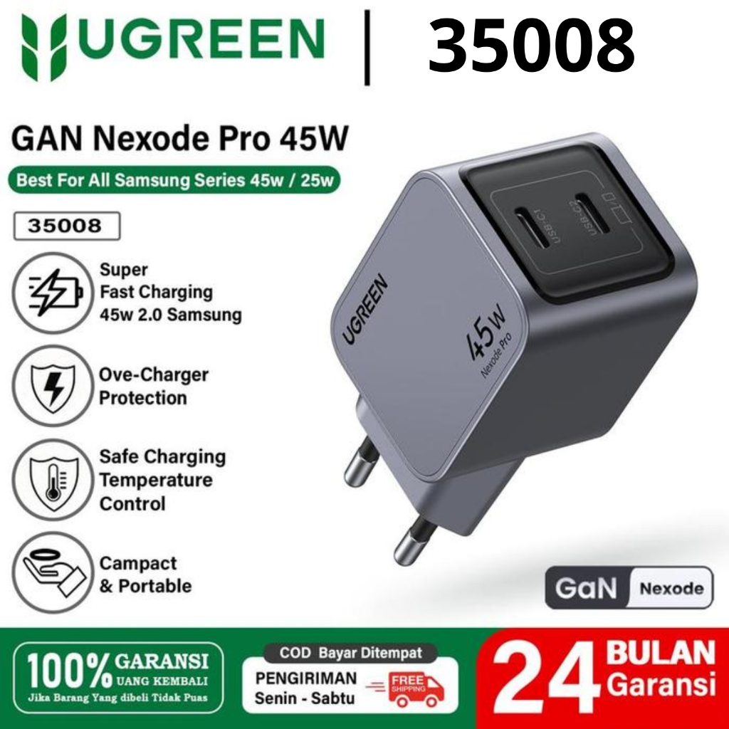 UGREEN 35008 Charger 45W Nexode Pro Gan Dual Port USB-C SFC 2.0 Mini ...