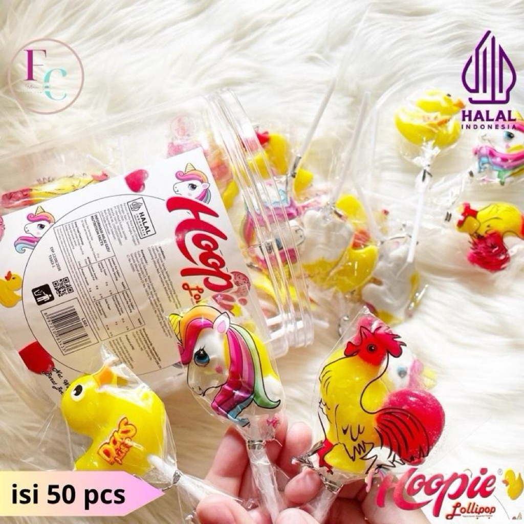 Hoopie Lollipop Candy Fruit Flavor Mix Pony, Duck, Chicken Shapes, 50 ...