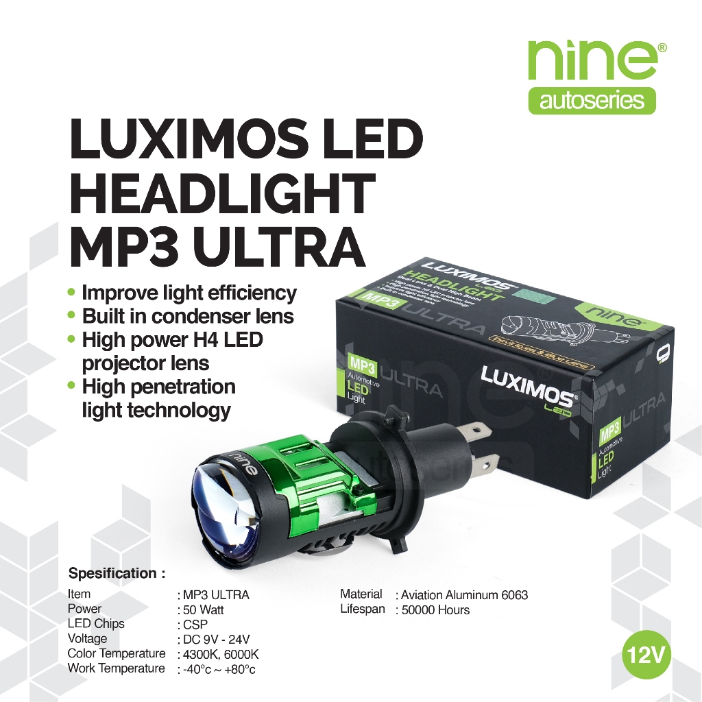 LUXIMOS 50W H4 PNP Super Bright White Projector Biled Lamp MP3 ...