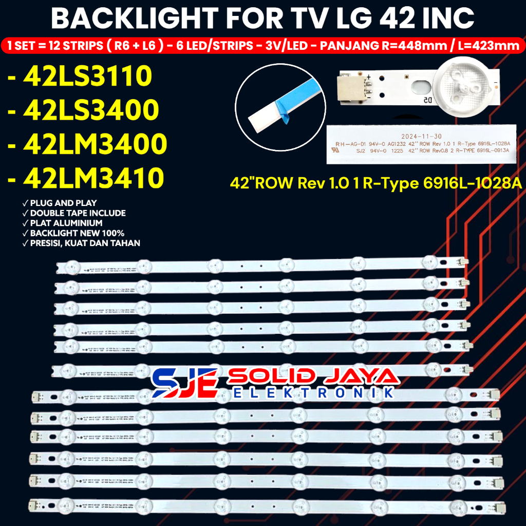LG TV BACKLIGHT 42 INCH 42LS3400 42LS3110 42LM3410 42LM3400 BL 42 NGY ...