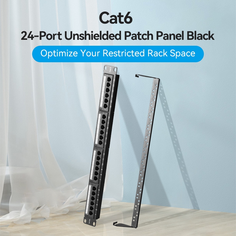 Vention Wall Rackmount 24 Port Cat6 Network Unshielded Patch Panel ...