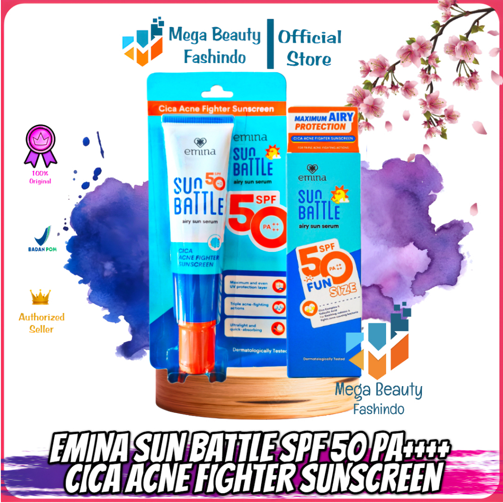 Emina Sun Battle SPF 50 PA++++ Cica Acne Fighter Sunscreen 20ml | 30ml ...
