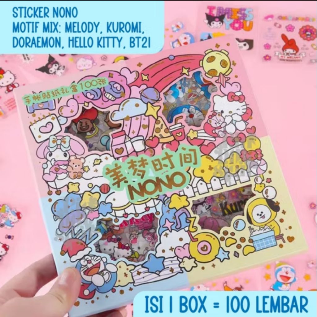 Viral Nono Mix Stickers BTS Doraemon Hello Kitty Kuromi Sanrio ...