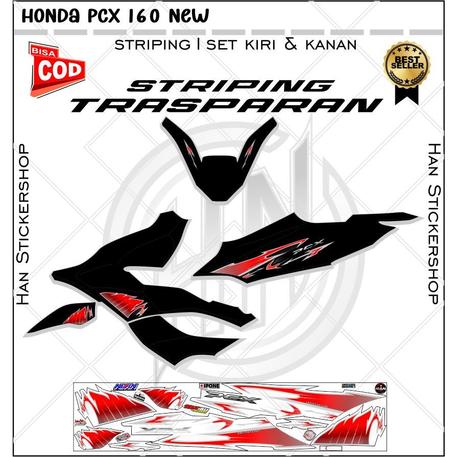 Han Stickershop Striping Variation Transparent Sticker PCX 160 Sticker ...