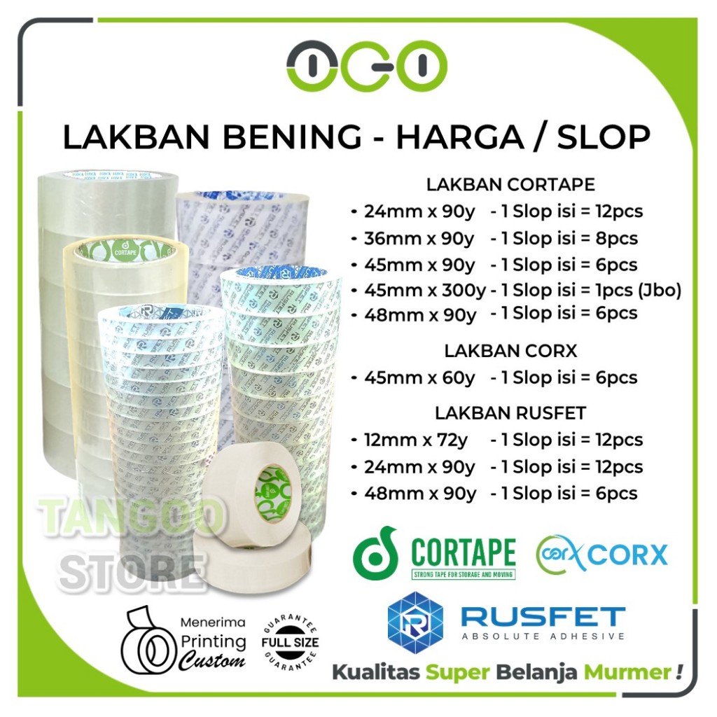 Clear OPP Tape 2inch 12mm 24mm 48mm Cortape CorX Rusfet Brand Price Per ...