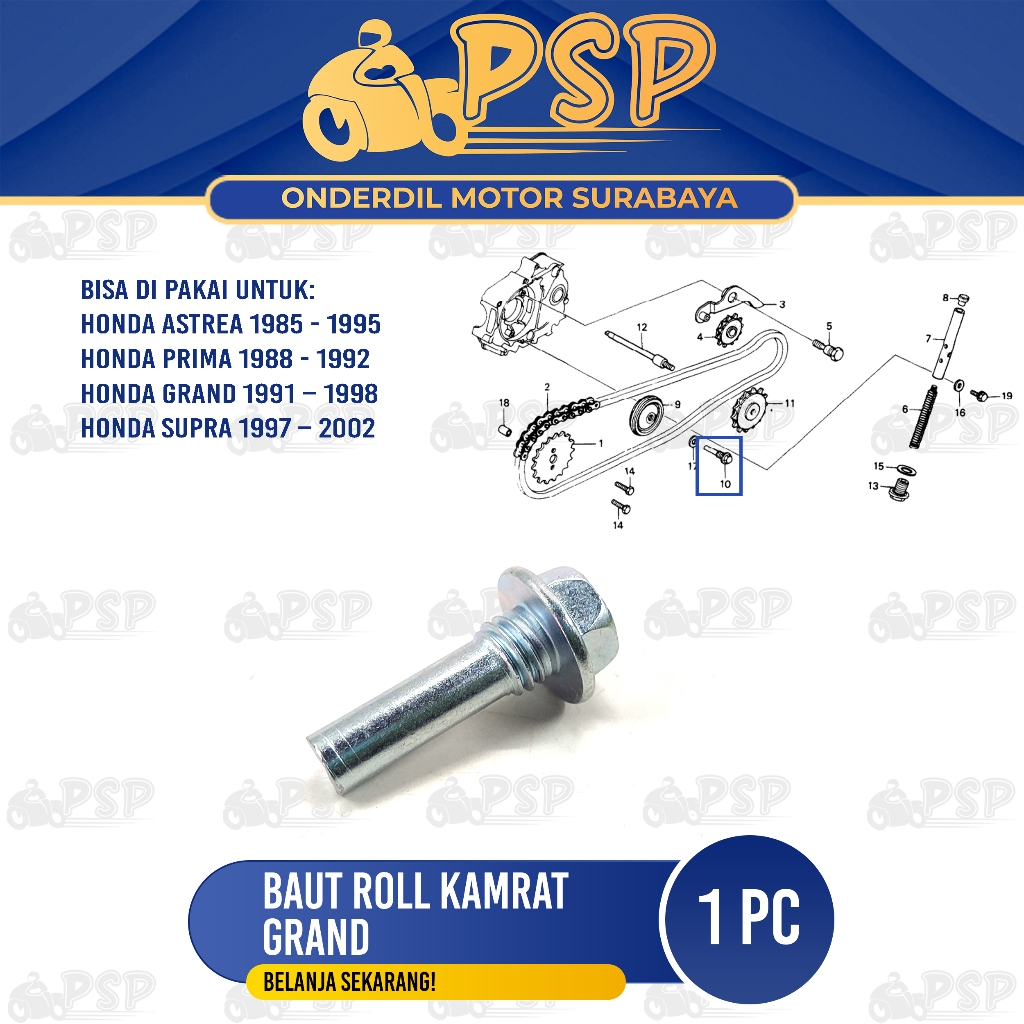 Kamrat Grand Roll Bolt (Price per 1 PC) - Honda Astrea Prima Supra ...