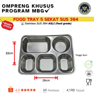 304 FOODTRAY OMPRENG MBG | FOOD TRAY STAINLESS FOOD GRADE | 6cm | FOOD ...