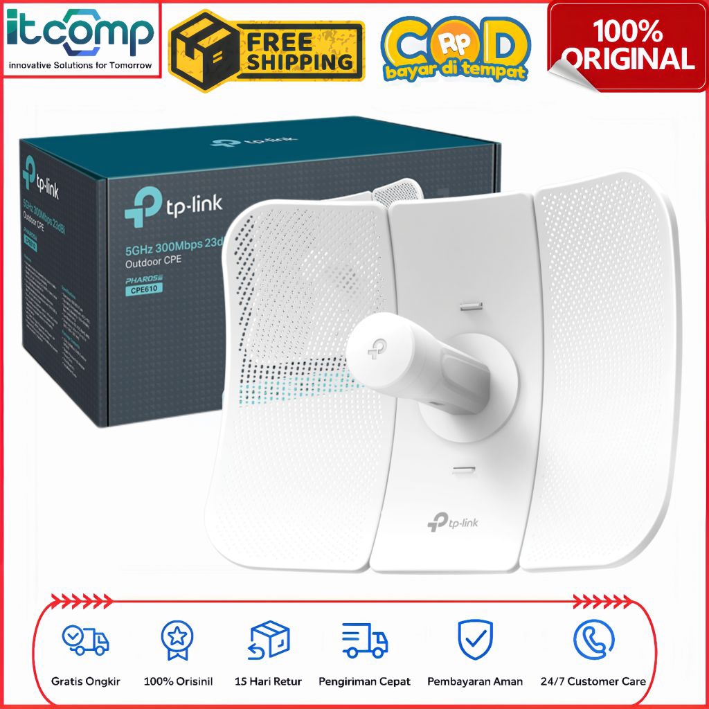 TP-Link CPE610 5GHz 300Mbps High Gain 23dBi Bridge Outdoor CPE | Shopee ...