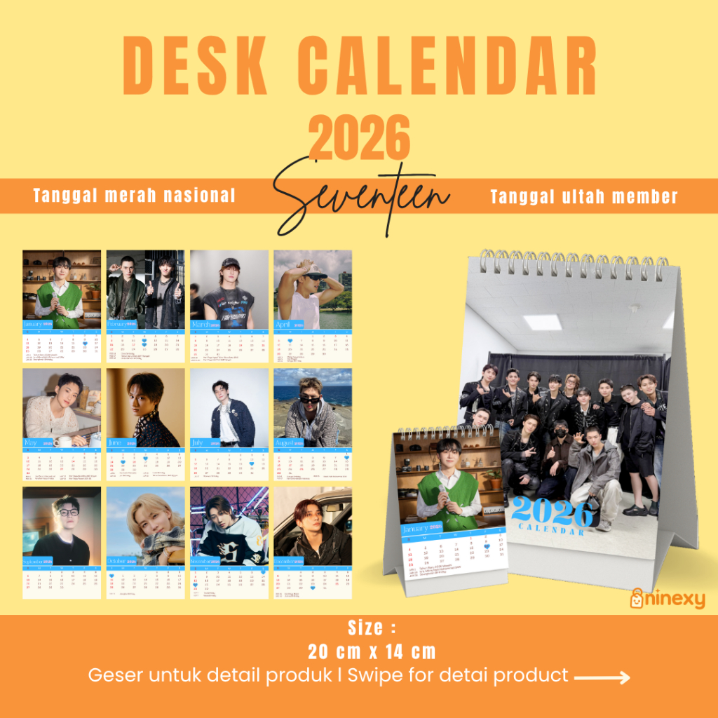Seventeen Desk Calendar 2026 Desk Calendar/ 2026 Svt Calendar 2026 kpop ...