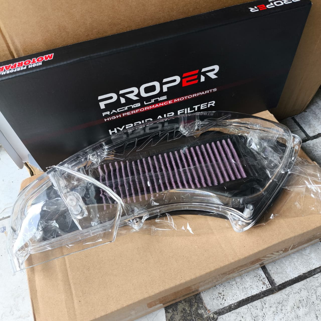 Transparent Clear Air Filter Cover + Hybrid Air Filter Proper Racing ...