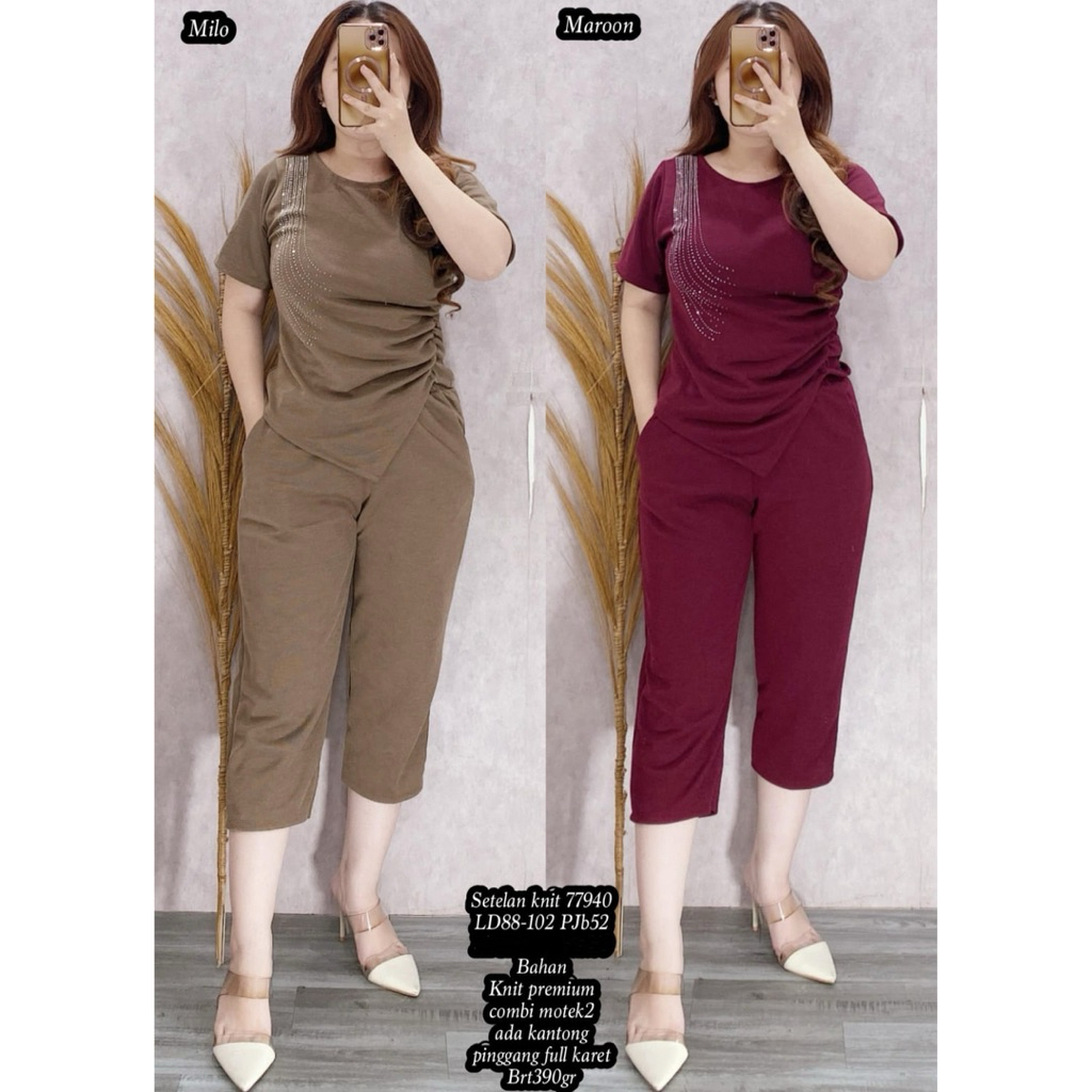 77940 7/8 KNIT SET WITH MOTE VARIATION LD88-102 WOMEN|MODERN SUITS ...