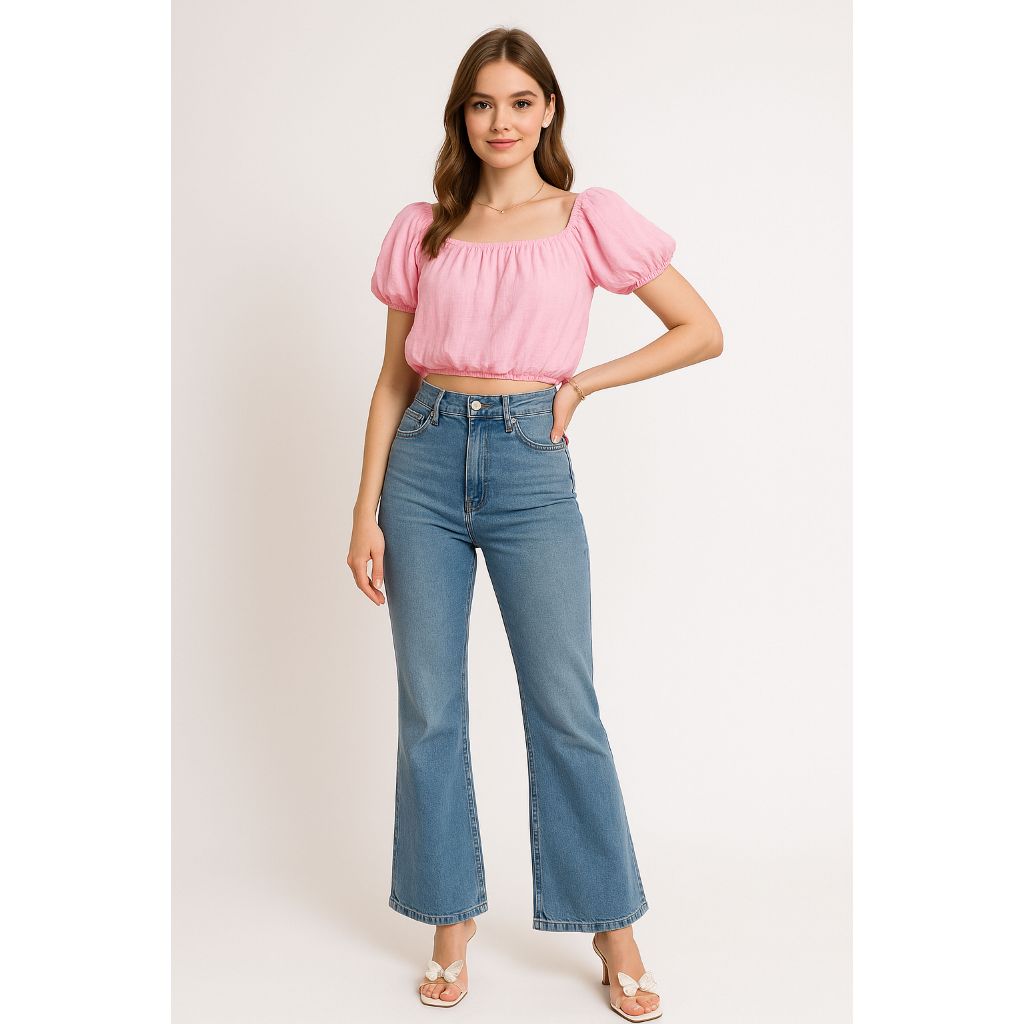 CROP TOP - KOREAN TOP - BALLOON CROP BLOUSE (SKU 25702) | Shopee ...