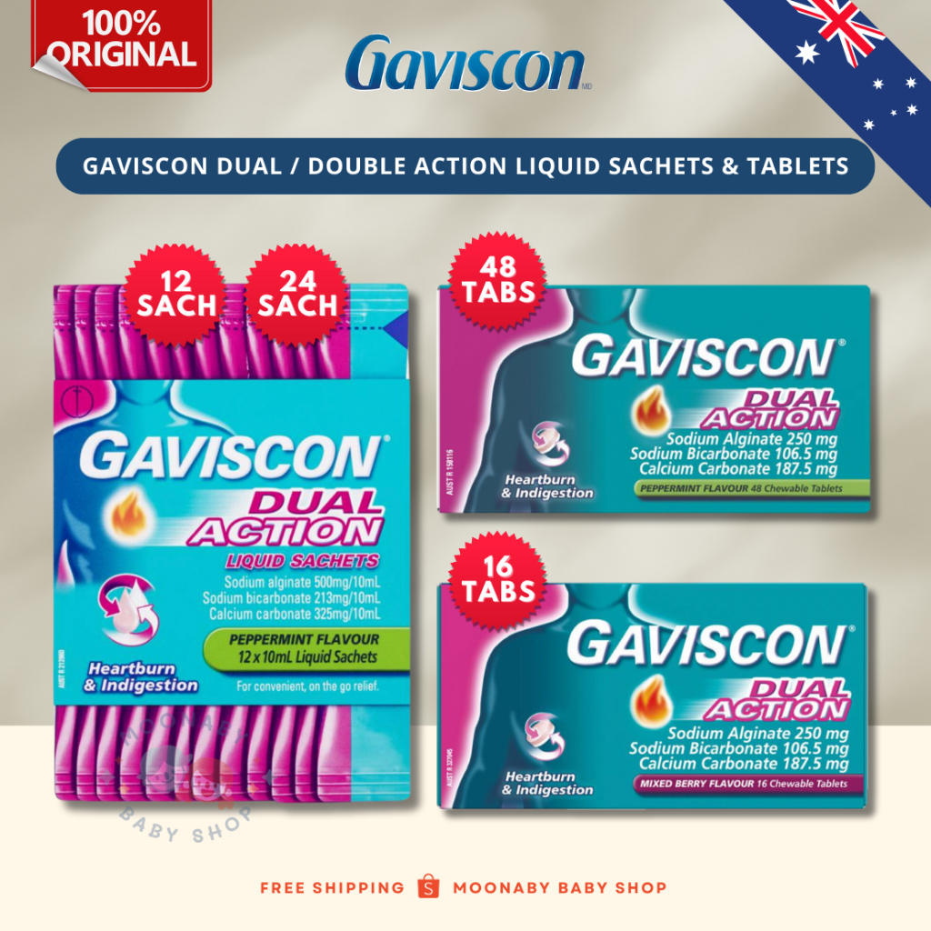 Exp 11/2026 Gaviscon Dual Action Liquid 12, 24 Sachets x 10ml & 16, 48 ...
