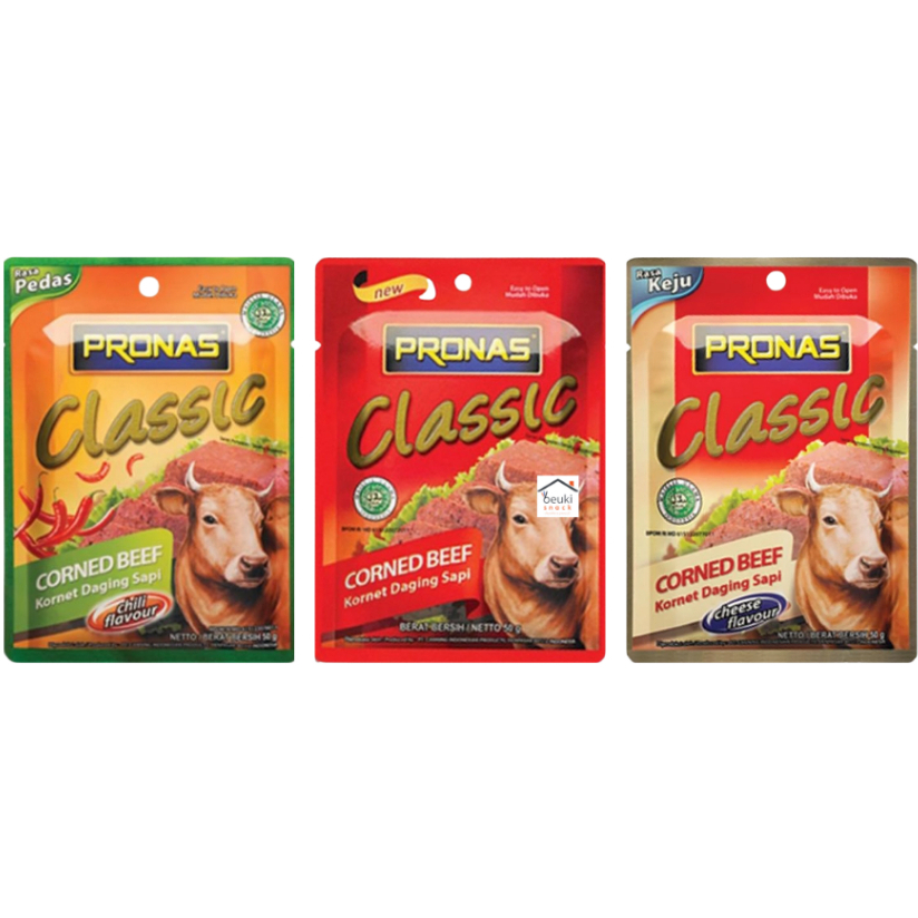 Kornet Pronas Sachet 50gr instant canned meat ready to eat spicy ...