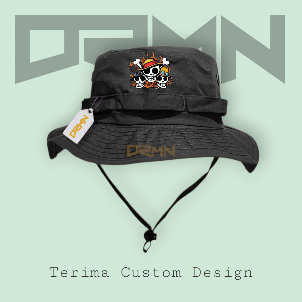 DRMN.ID bucket hat jungle/ logo "ACE ACCESSORIES BROOK ONE PIECE LUFFY ...