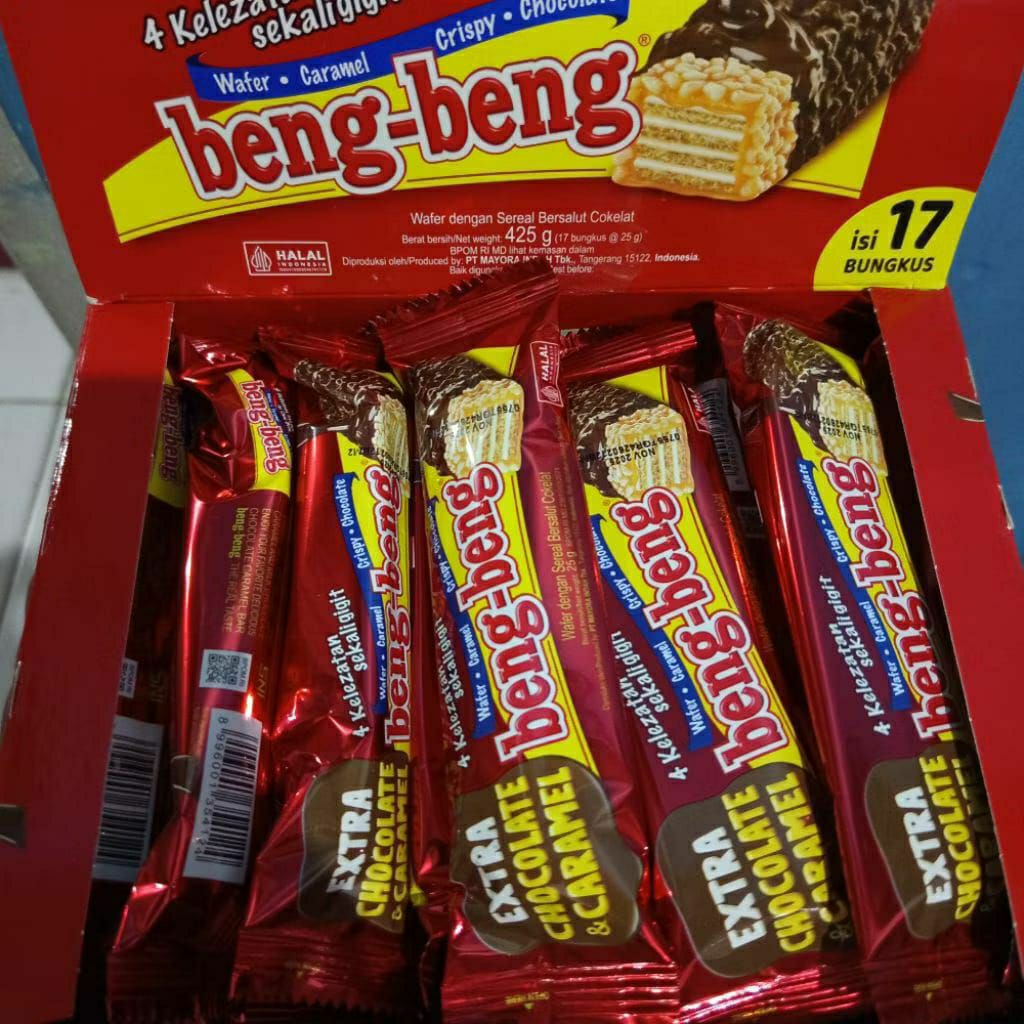 Beng Beng Box Waffer Extra Chocolate & Caramel 17 Packs | Shopee ...