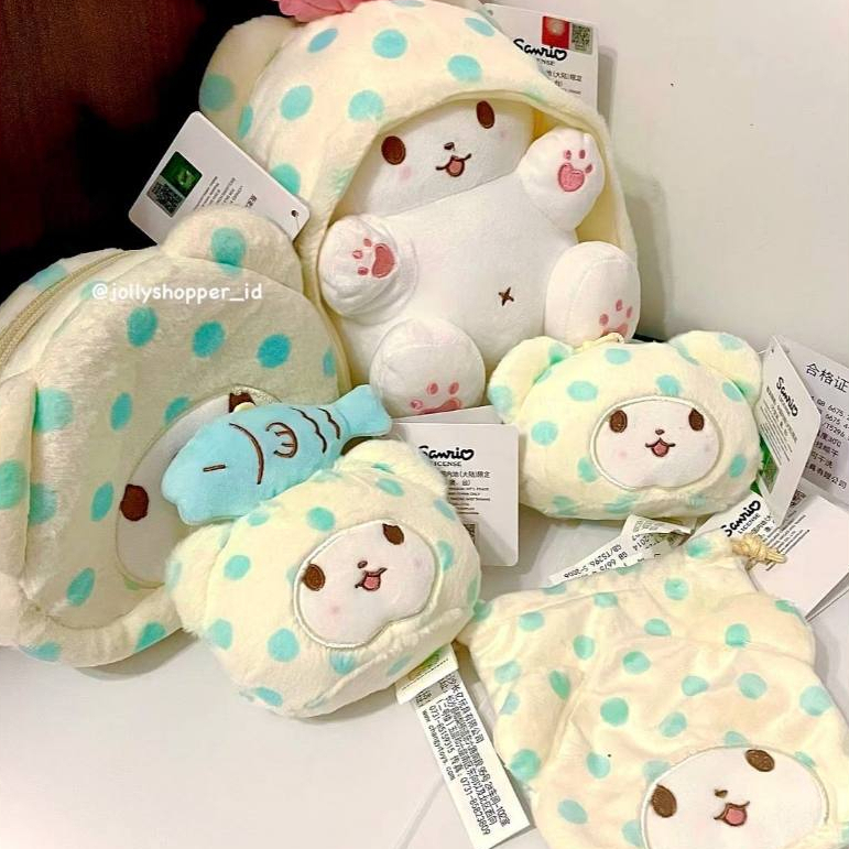 Sanrio Licensed MarumoFubiyori Moppu Mascot Plush Doll Pouch Drawstring ...