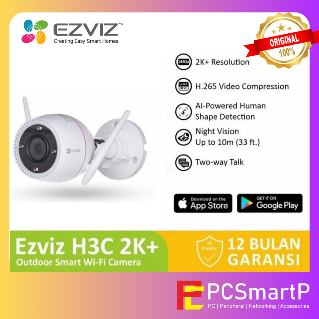EZVIZ H3C 2MP 4MP Color Night Vision 2K IP Cam Outdoor CCTV Camera ...