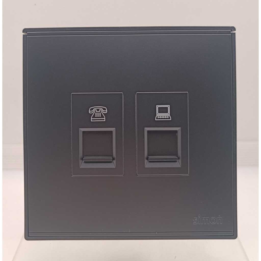 SIMON E6 BLACK DOFF MATT BLACK OUTLET TELEPHONE CAT 6 DATA OUTLET ...