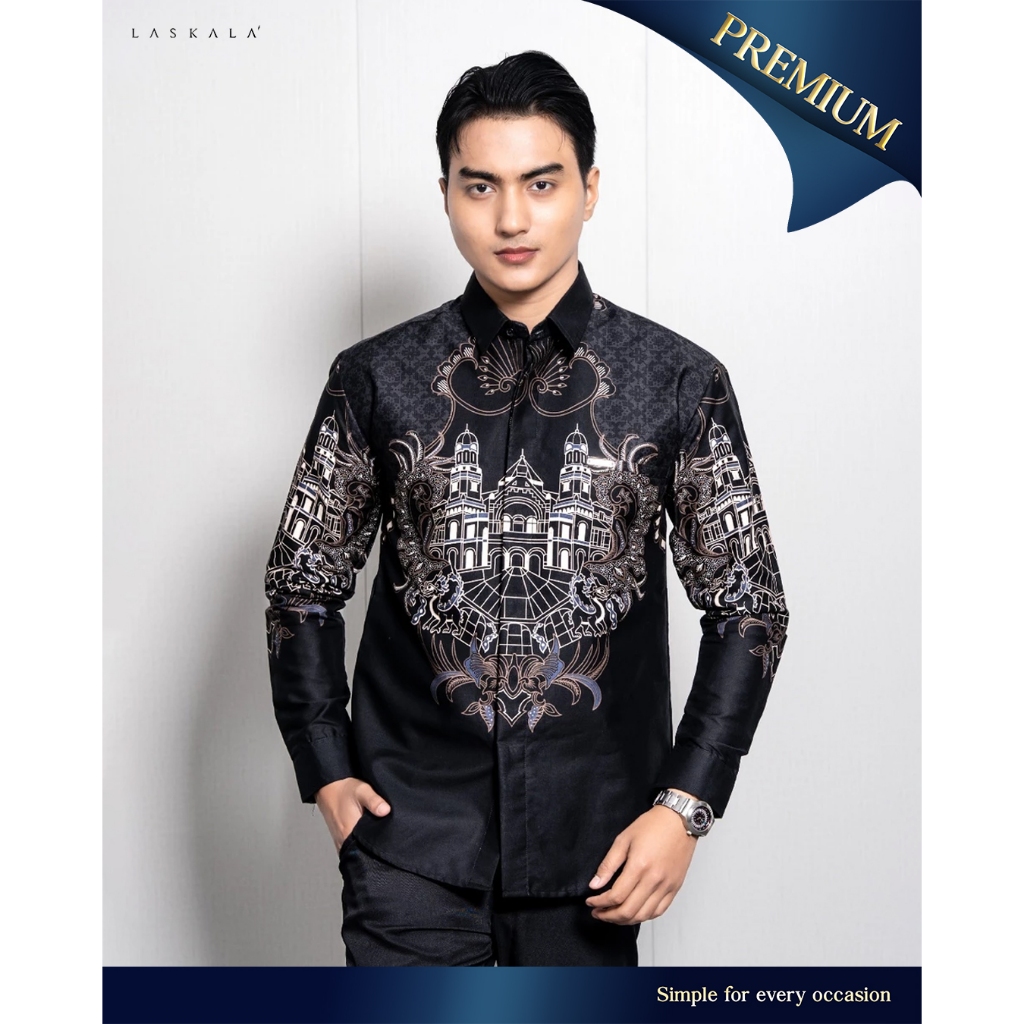 KEMEJA Laskala Batik Premium Lawang Sewu Men's Slimfit Long Sleeve ...