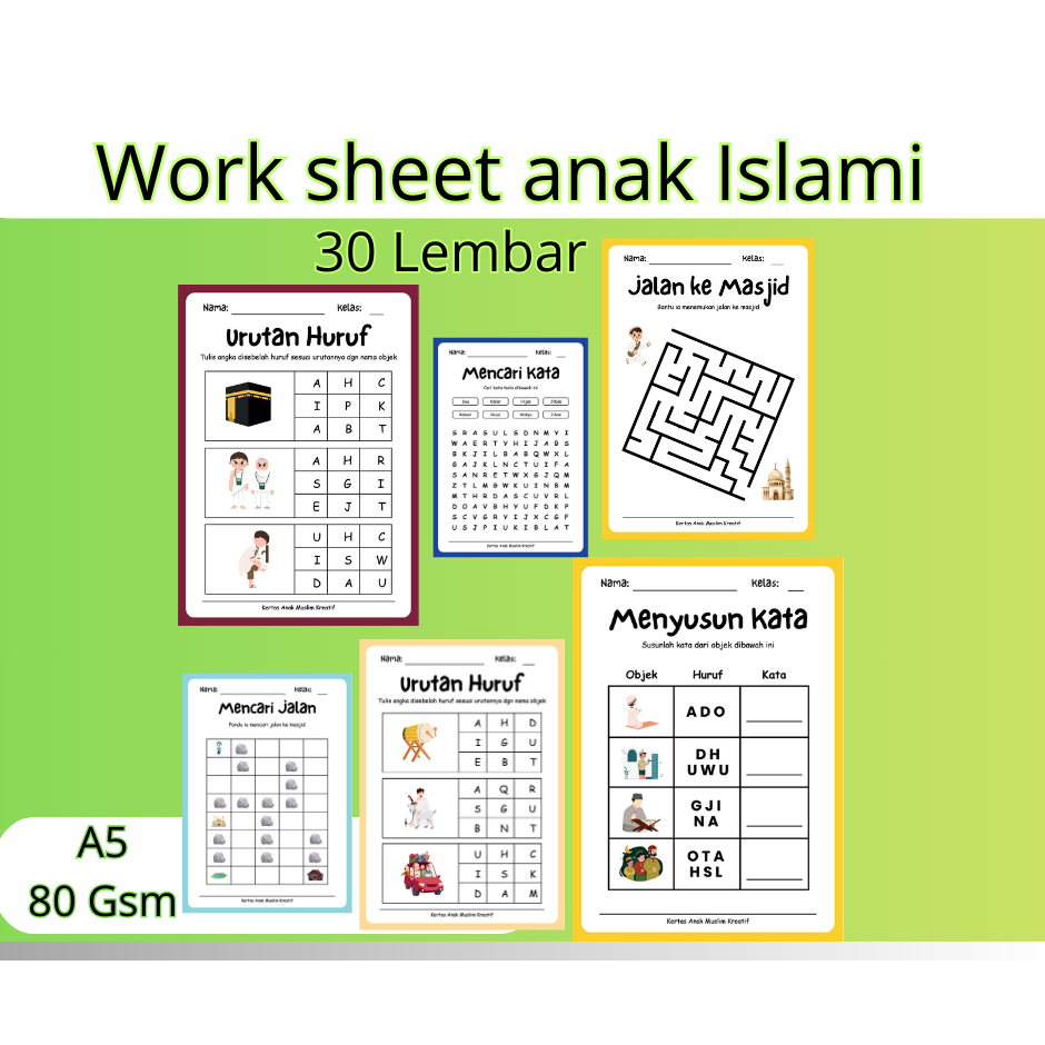 Islamic Worksheet for Preschool and Kindergarten Children A5 80 Gsm 30 ...