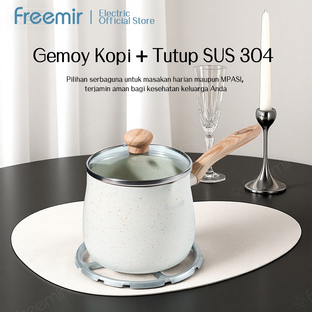 Freemir electric Gemoy Mini Pot 12cm 1.2L Non-Stick Granite Coffee Milk ...