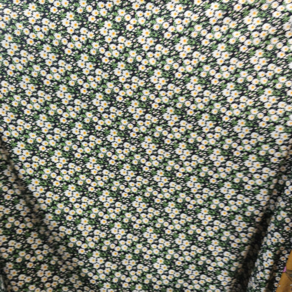 Zara Crepe Fabric with Mini Sunflower Motif - Falling, Soft, Cool ...