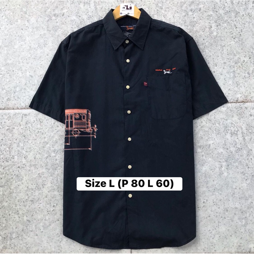 KEMEJA Triple Five Nyc Soul Shirt / 555 Soul Nyc (Navy) | Shopee ...