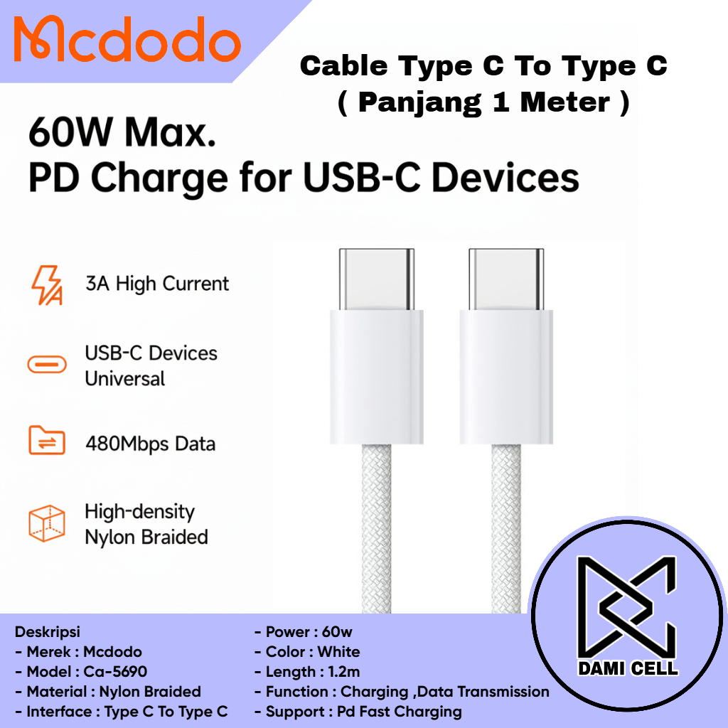 Type C to Type C Nylon Braided PD Fast Charging Data Cable Max 60W 1 ...