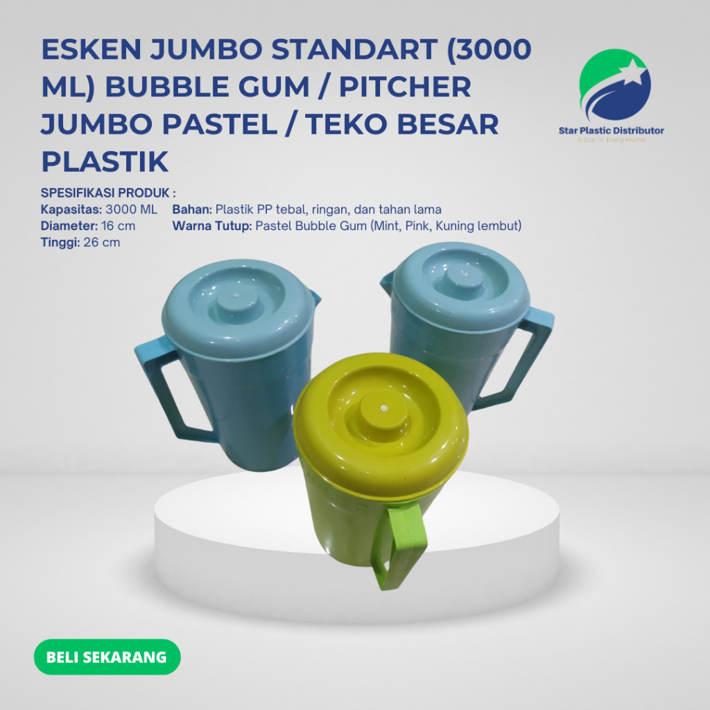 Esken Jumbo Standard (3000 ML) Bubble Gum Jumbo Pastel Pitcher/ Large ...