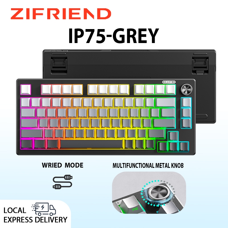 FURYCUBE IP75 Membrane Keyboard 75% Layout Knob Control RGB Gaming ...