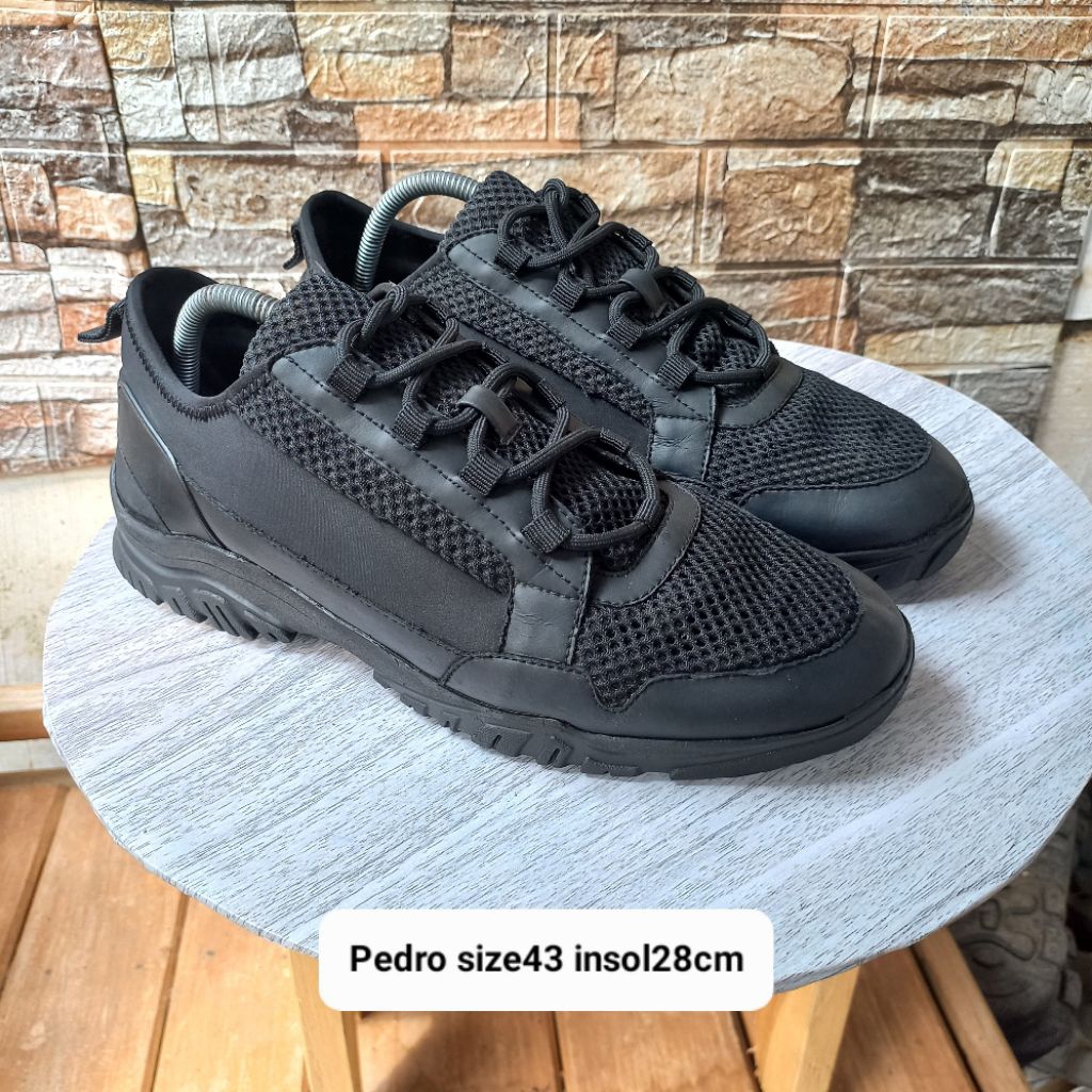 Pedro brand full black men's shoes, size 43, insole 28cm [Free Shipping ...